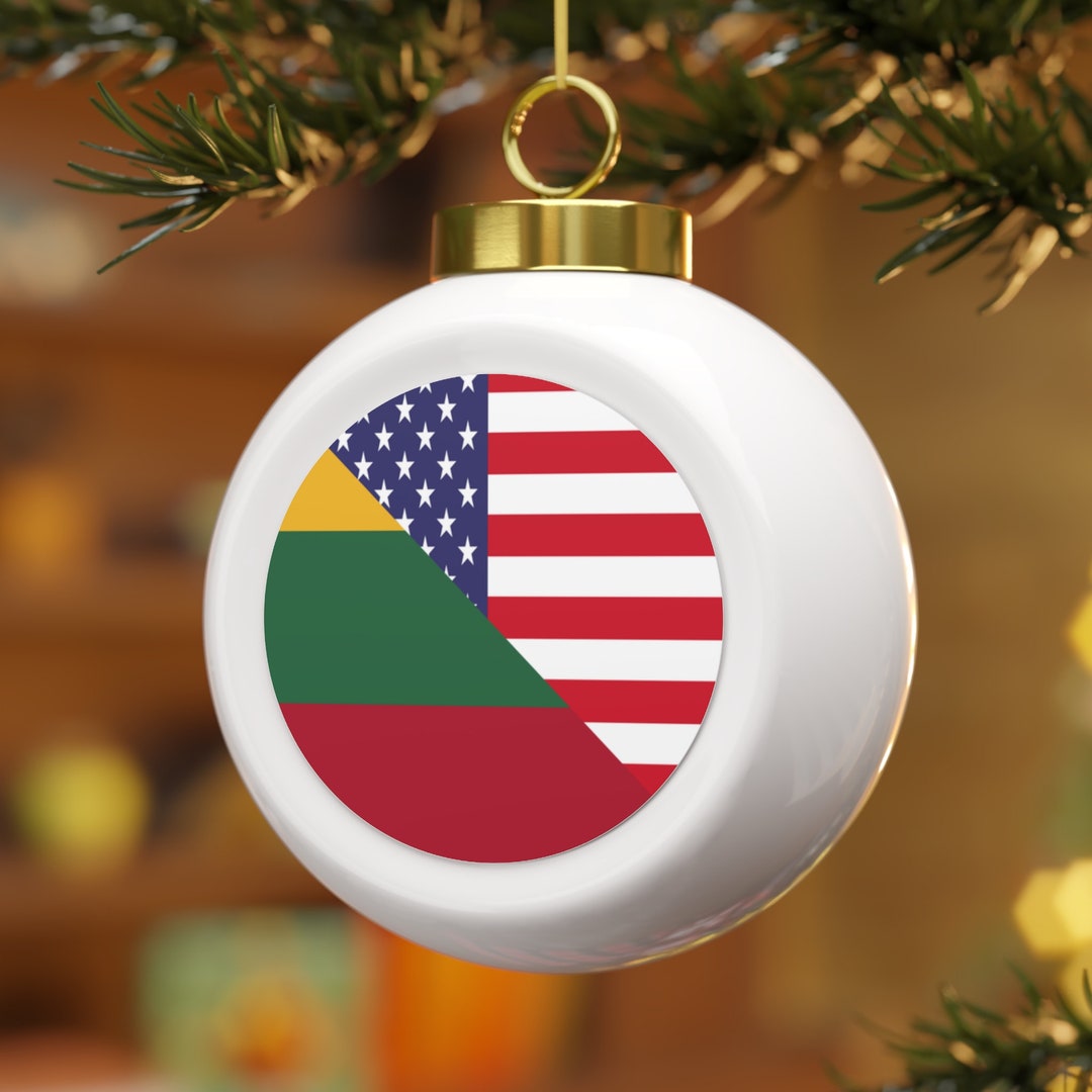 Lithuanian American Flag Lithuania USA Christmas Tree Ball Ornament ...