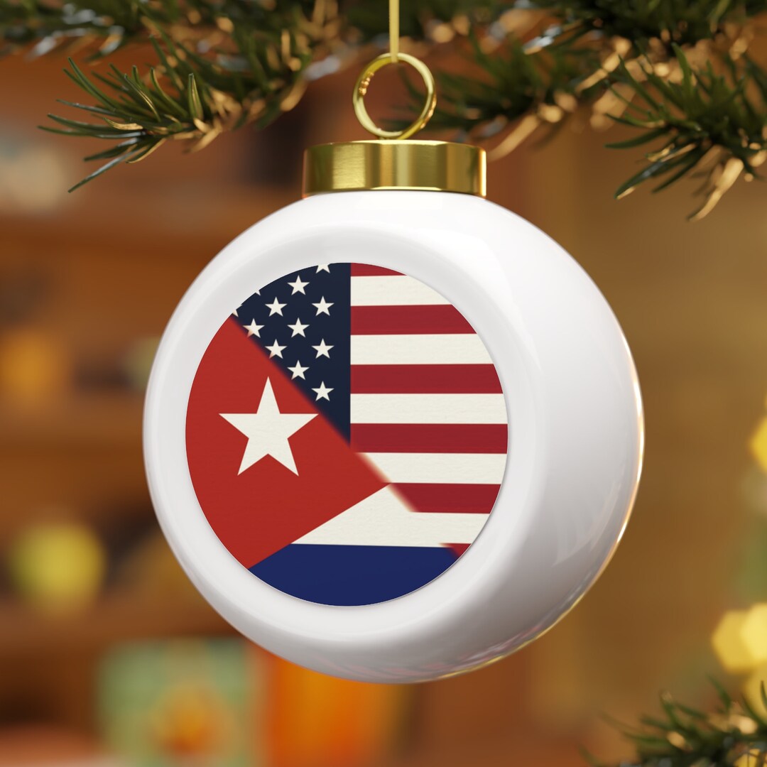 Cuba America Flag USA Cuban Flag Christmas Tree Ball Ornament Gift For ...
