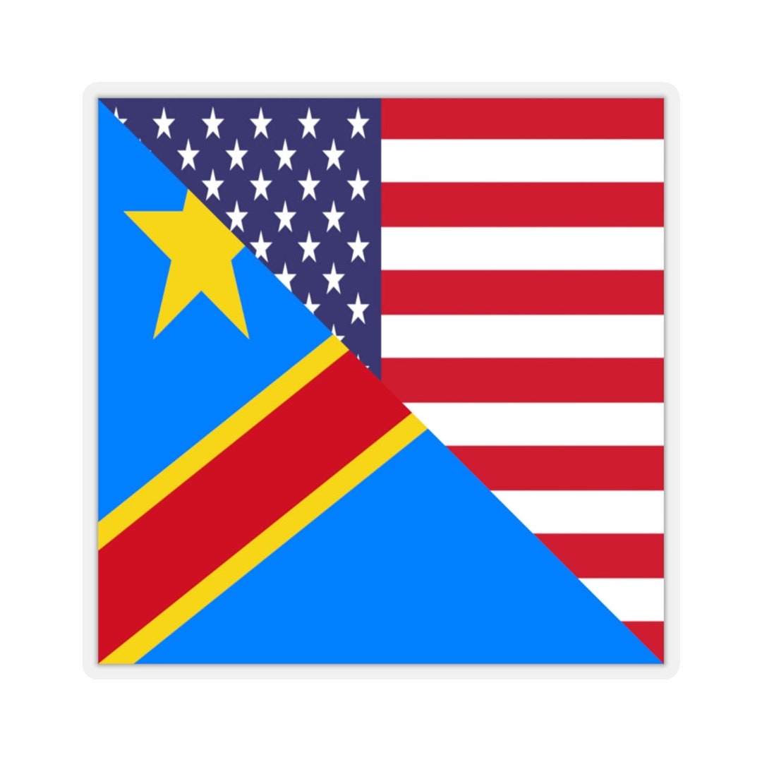 DR Congo American Flag Sticker Congolese USA Stickers - Etsy