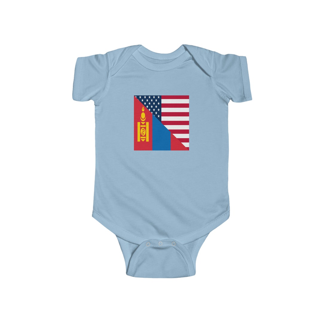 Mongolian American Flag Half Mongolia USA Baby Bodysuit | Newborn Boy ...