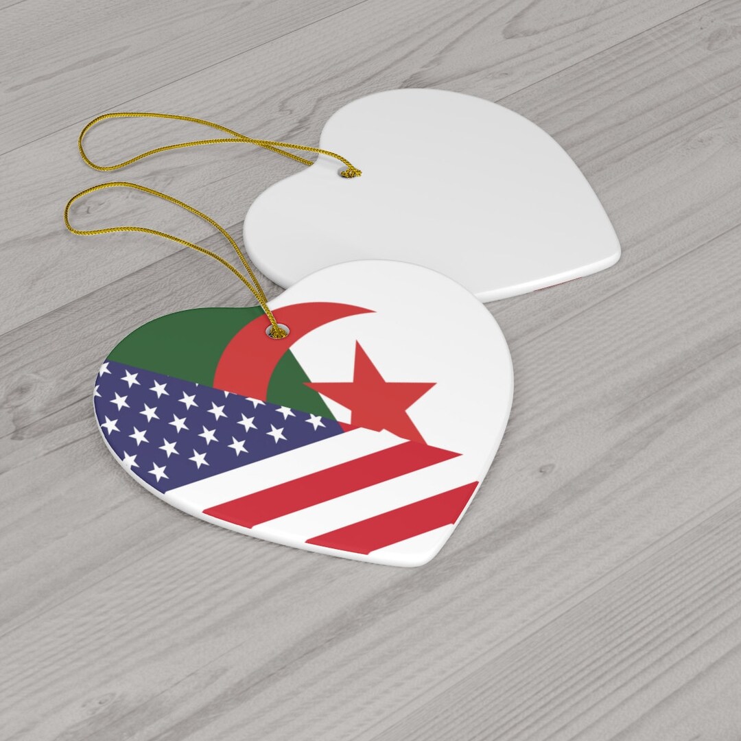 Algerian American Flag Ceramic Ornaments | Algeria USA Christmas Tree ...