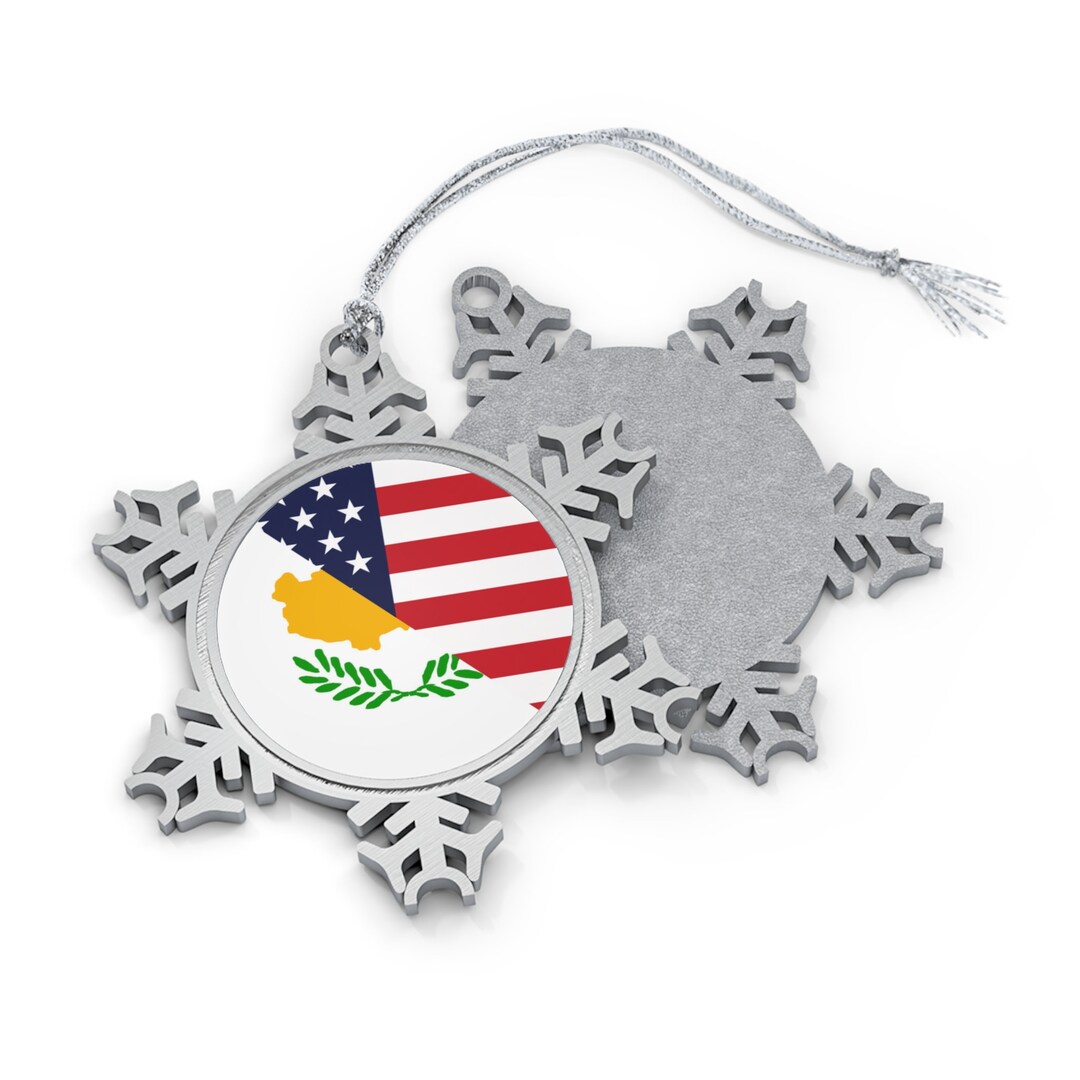 Cyprus American Flag Half USA Pewter Snowflake Ornament - Etsy