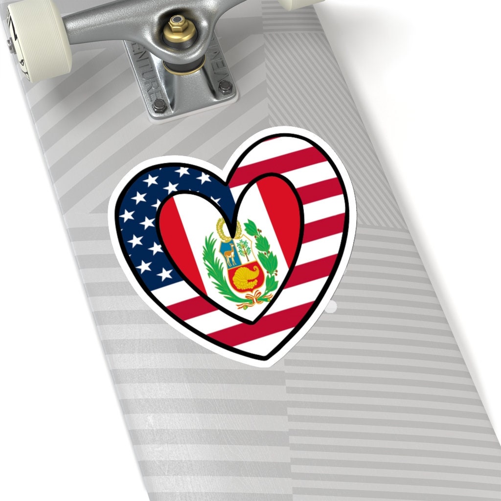 American Peruvian Flag Inner Heart Sticker USA Peru - Etsy