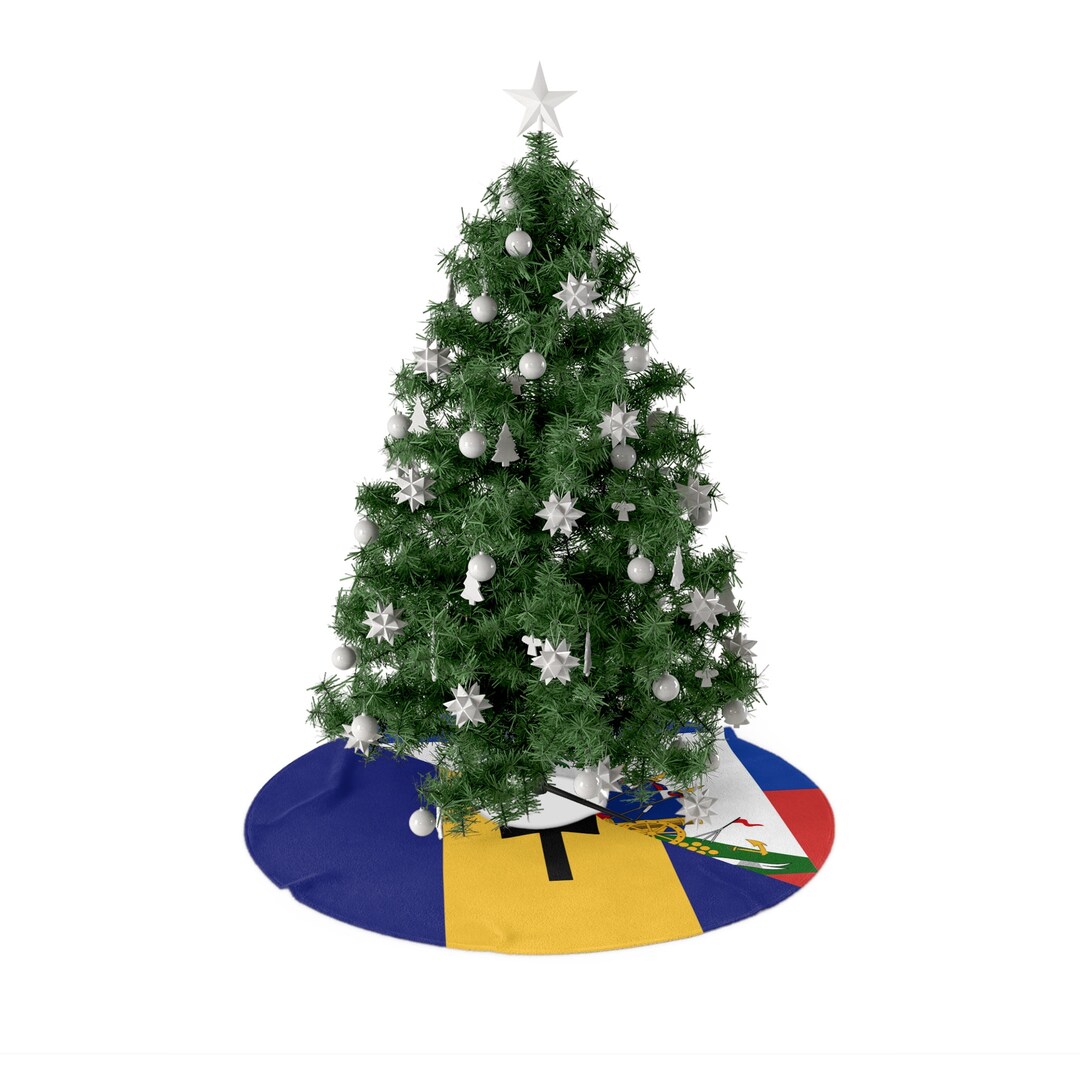 Haitian Bajan Flag Half Haiti Barbados Christmas Tree Skirt - Etsy