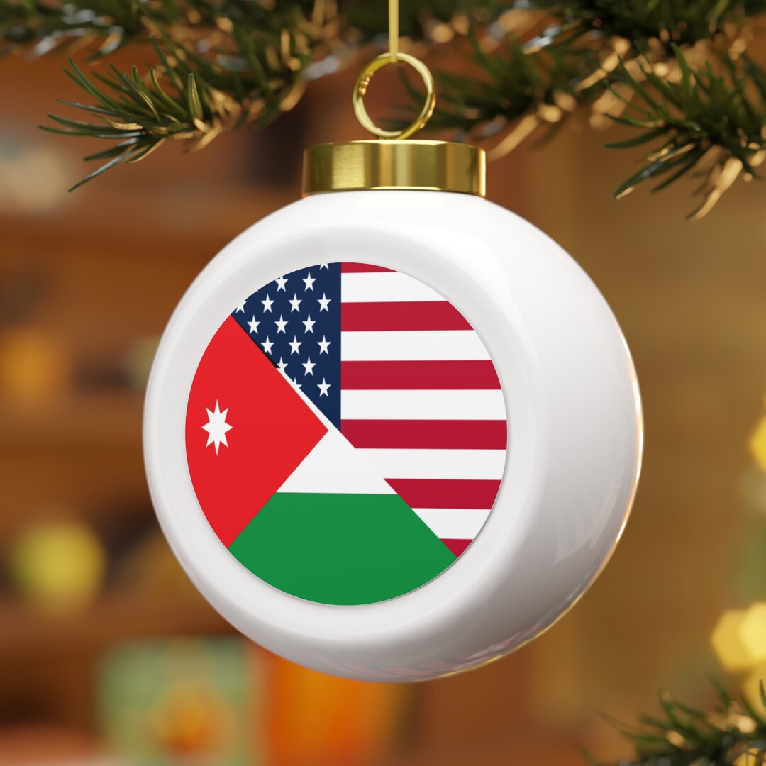 Jordan American Flag Half Jordanian USA Christmas Tree Ball Ornament ...