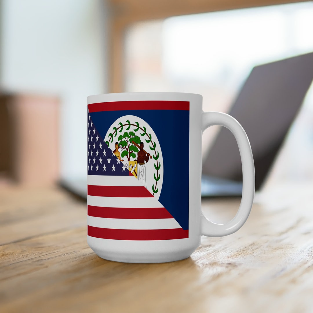 Belize American Flag Half Belizean USA 15 Oz Mug Gift For - Etsy