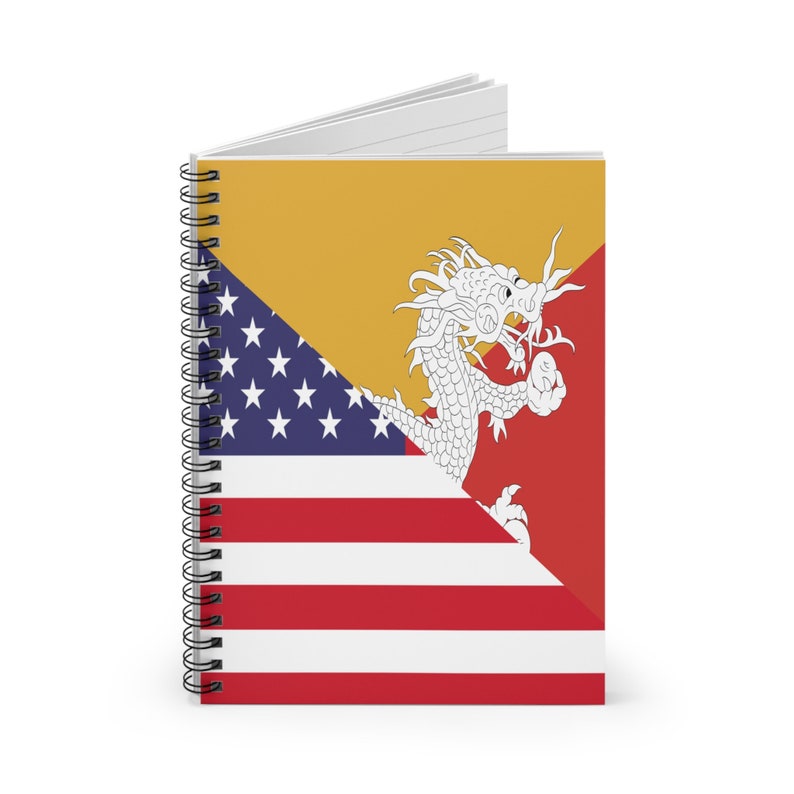 Bhutan American Flag Half Bhutanese USA Spiral Notebook Ruled Line - Etsy