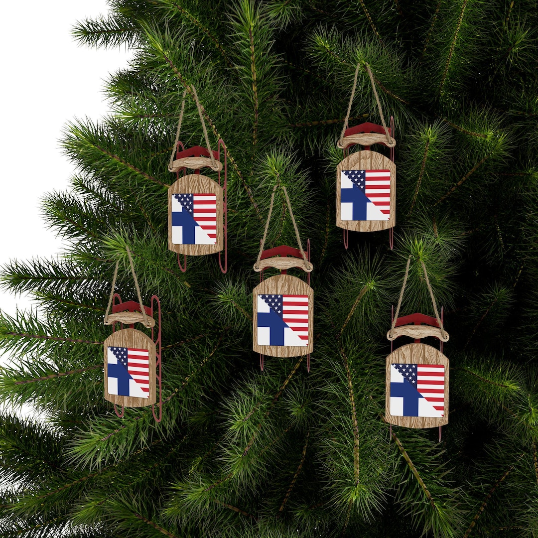 Finnish American Flag Finland USA Sled Ornament Christmas Tree ...