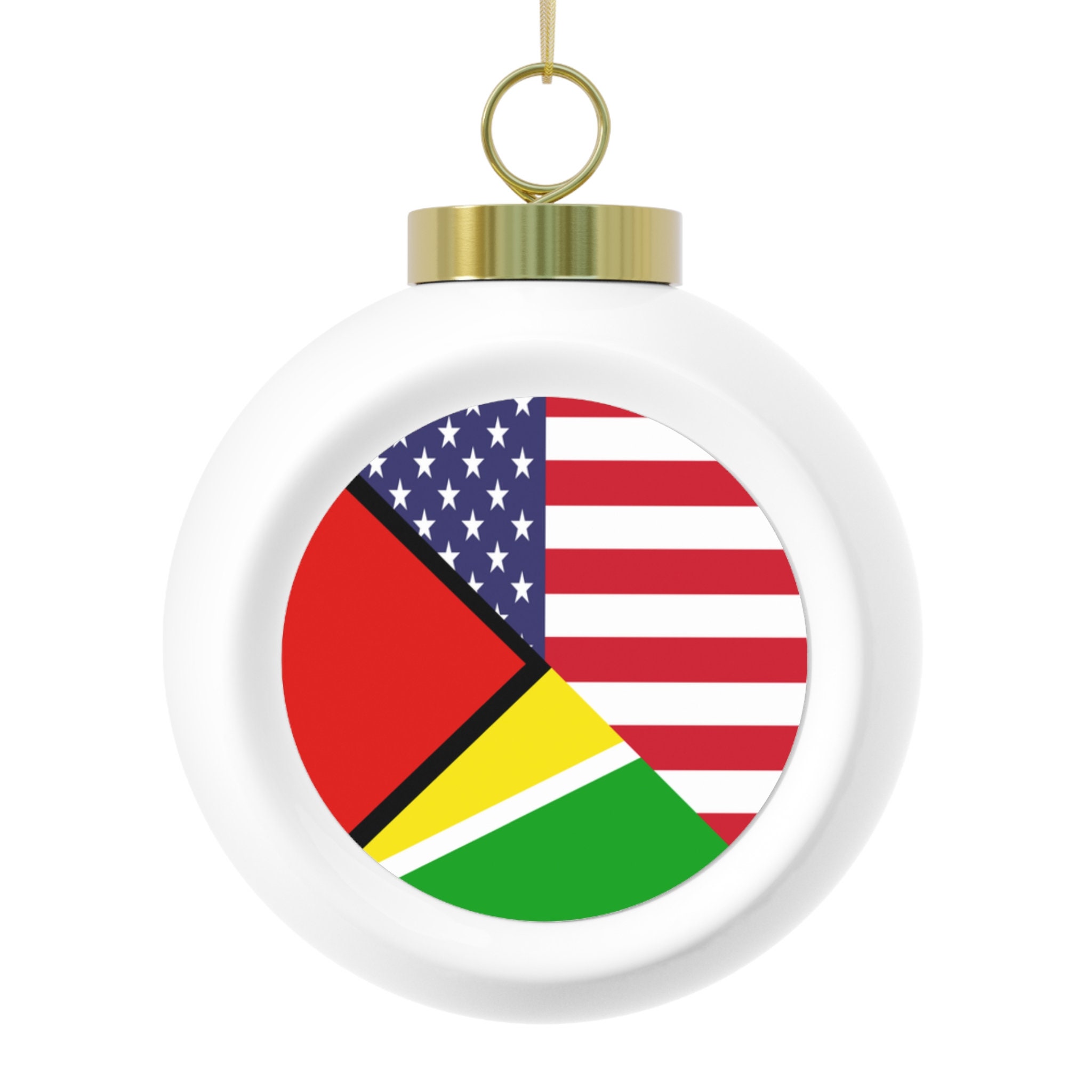 Guyana American Flag Half Guyanese USA Christmas Tree Ball Ornament ...