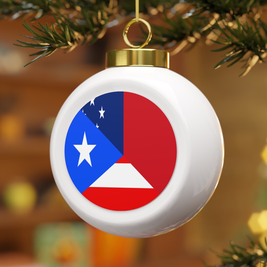 Puerto Rico Samoa Flag Half Puerto Rican Samoan Christmas Tree Ball ...
