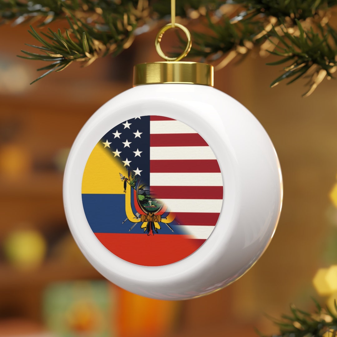 Ecuadorian American Flag Half Ecuador USA Christmas Tree Ball Ornament ...