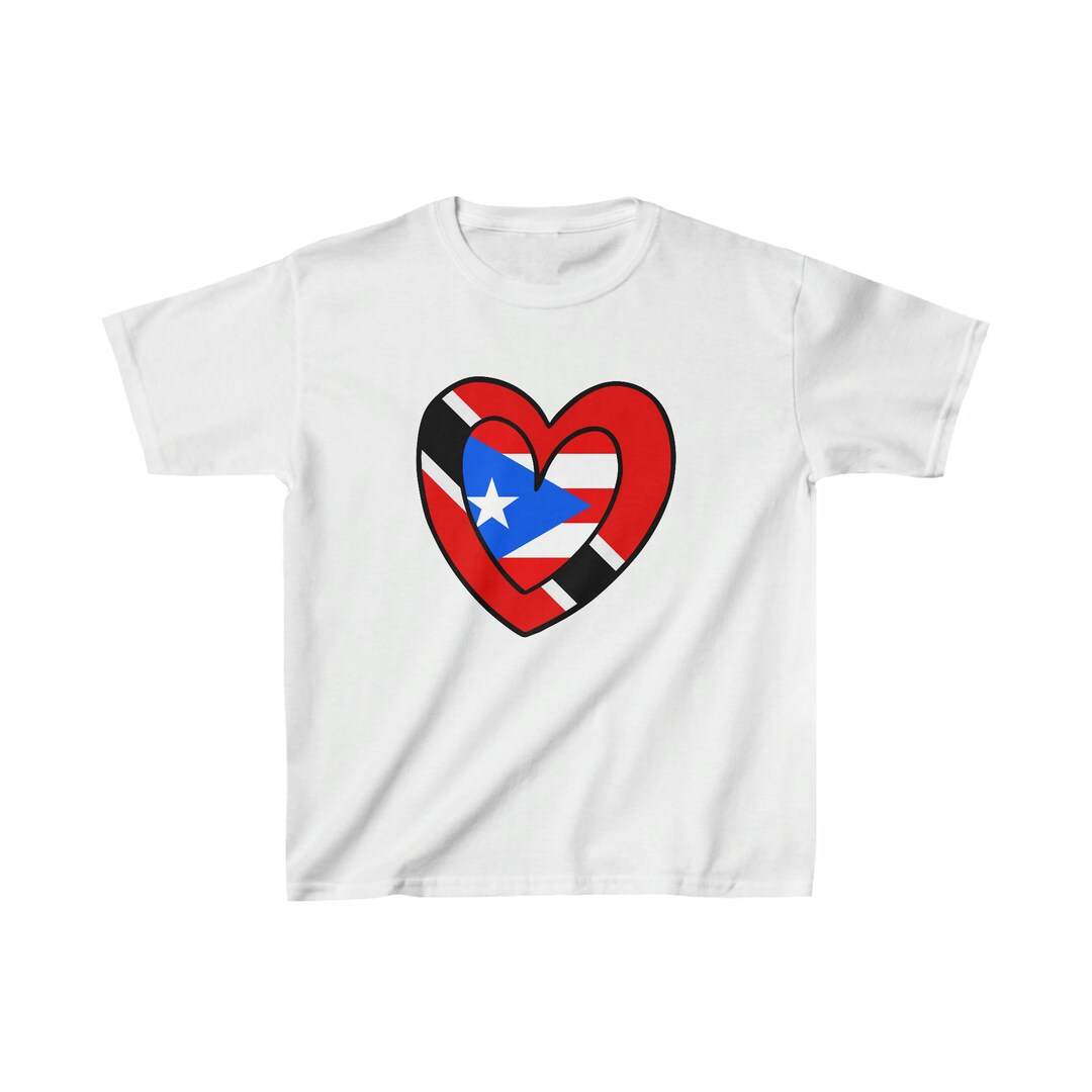 Kids Trini Puerto Rican Heart Gift Tee Shirt | Trinidad Boricua Flag T ...