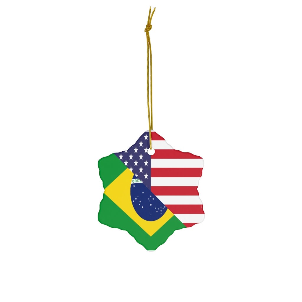 Brazilian American Flag Ceramic Ornaments Brazil USA - Etsy