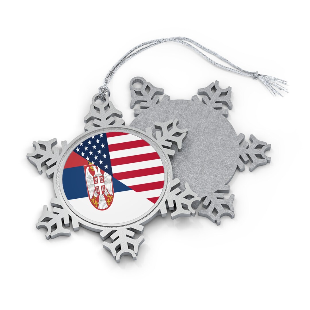 Serbian American Flag Half Serbia USA Pewter Snowflake Ornament - Etsy