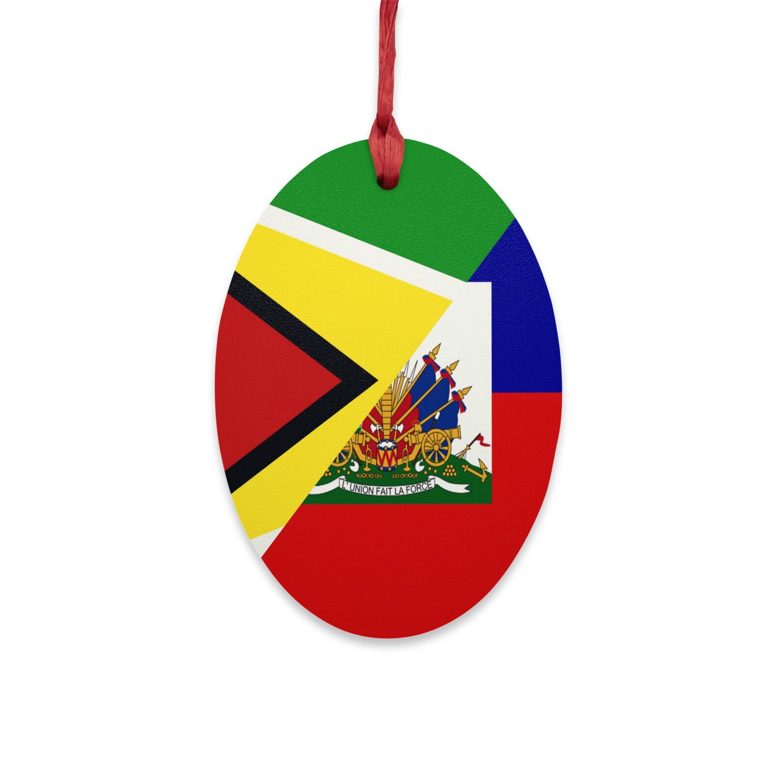 Guyanese Haitian Flag | Half Guyana Haiti Flag Wooden Ornament Gift for ...