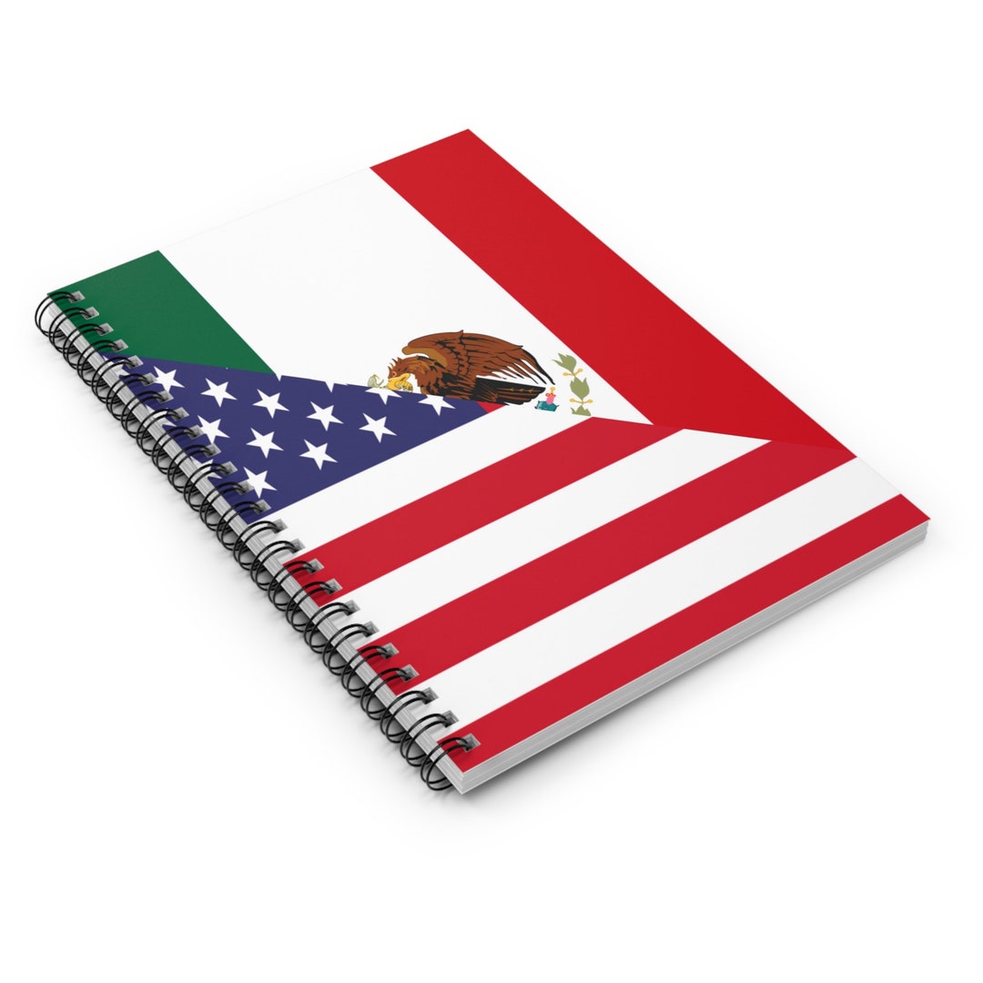 Mexican American Flag Mexico USA Spiral Notebook - Ruled Line - Etsy