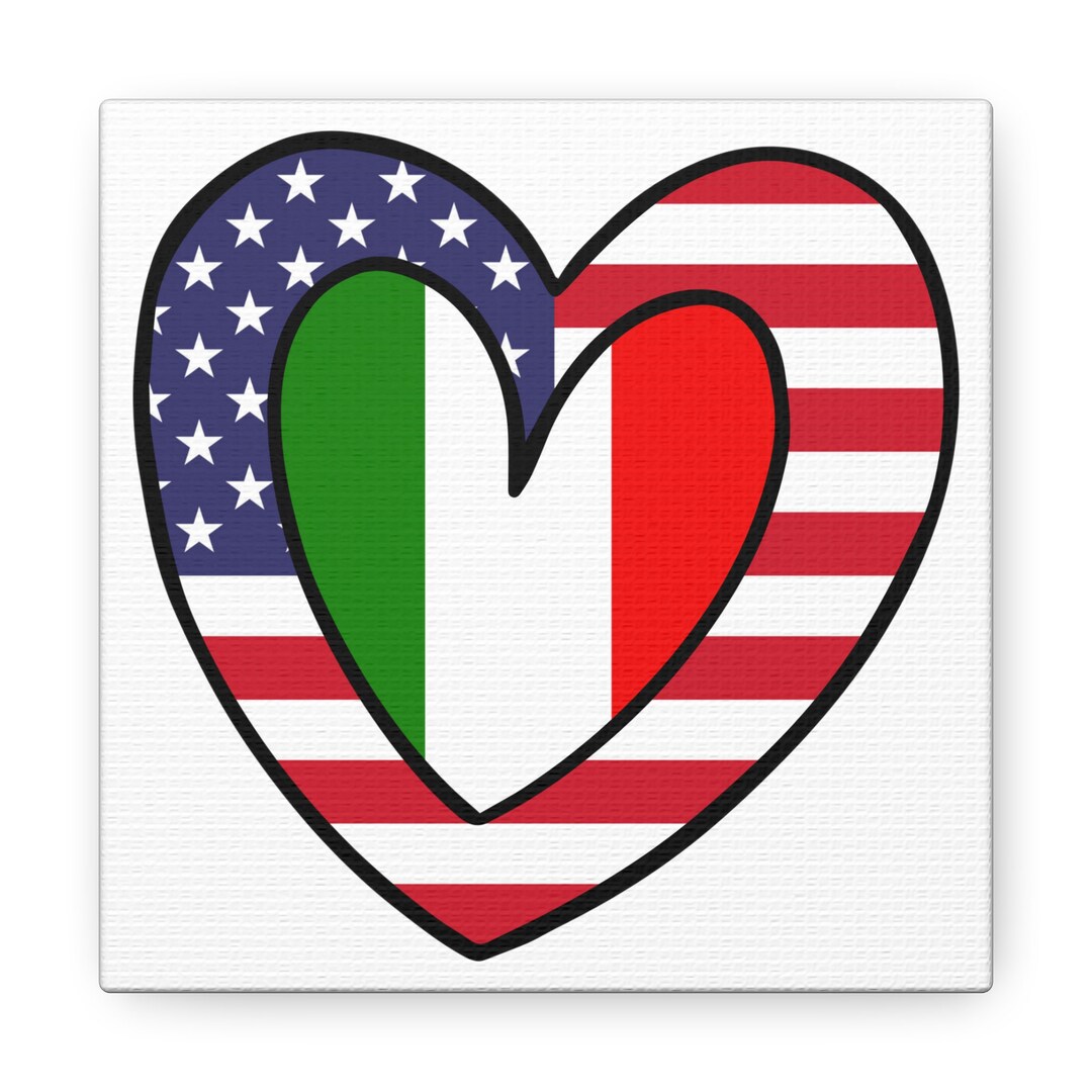 American Italian Flag Inner Heart USA Italy Canvas Gallery Wraps Wall ...