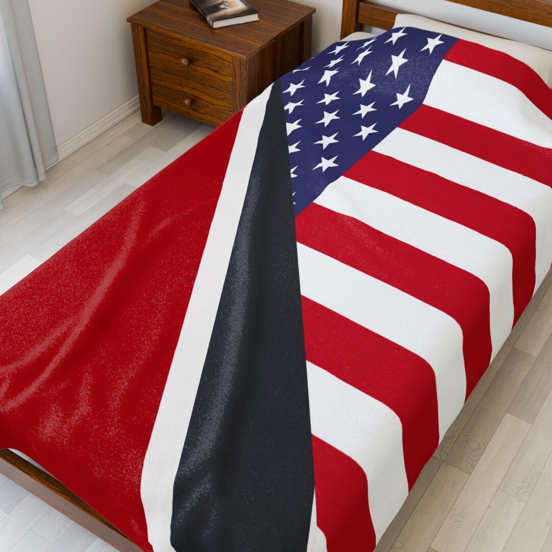 Trinidad American Flag Trini USA Velveteen Plush Blanket | Gift for ...