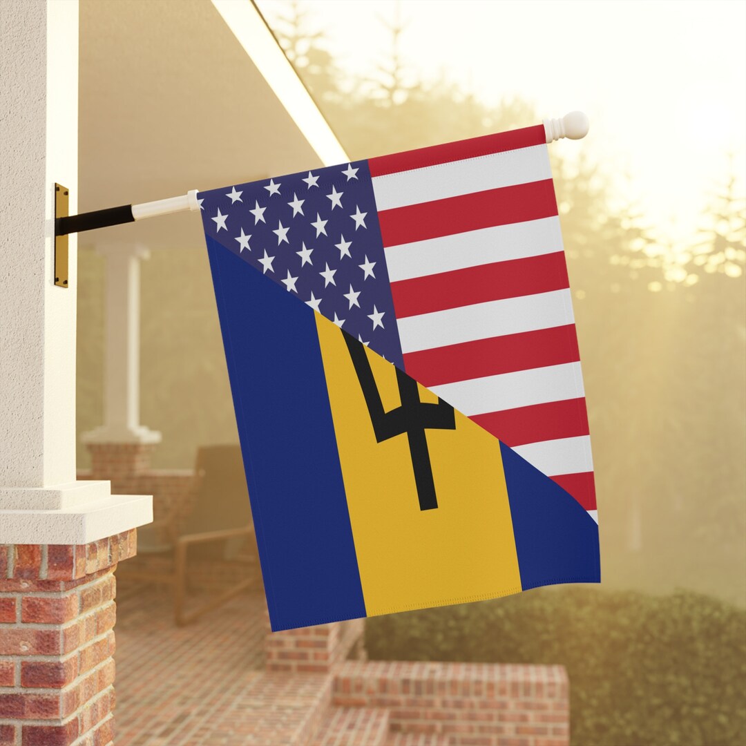 Bajan American Flag Barbados USA Garden & House Banner - Etsy