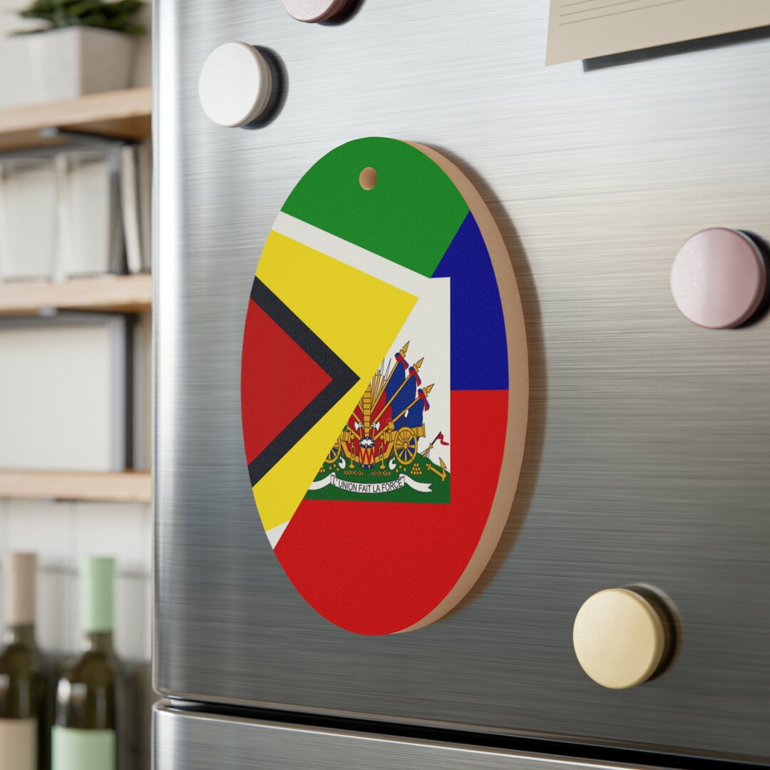 Guyanese Haitian Flag | Half Guyana Haiti Flag Wooden Ornament Gift for ...