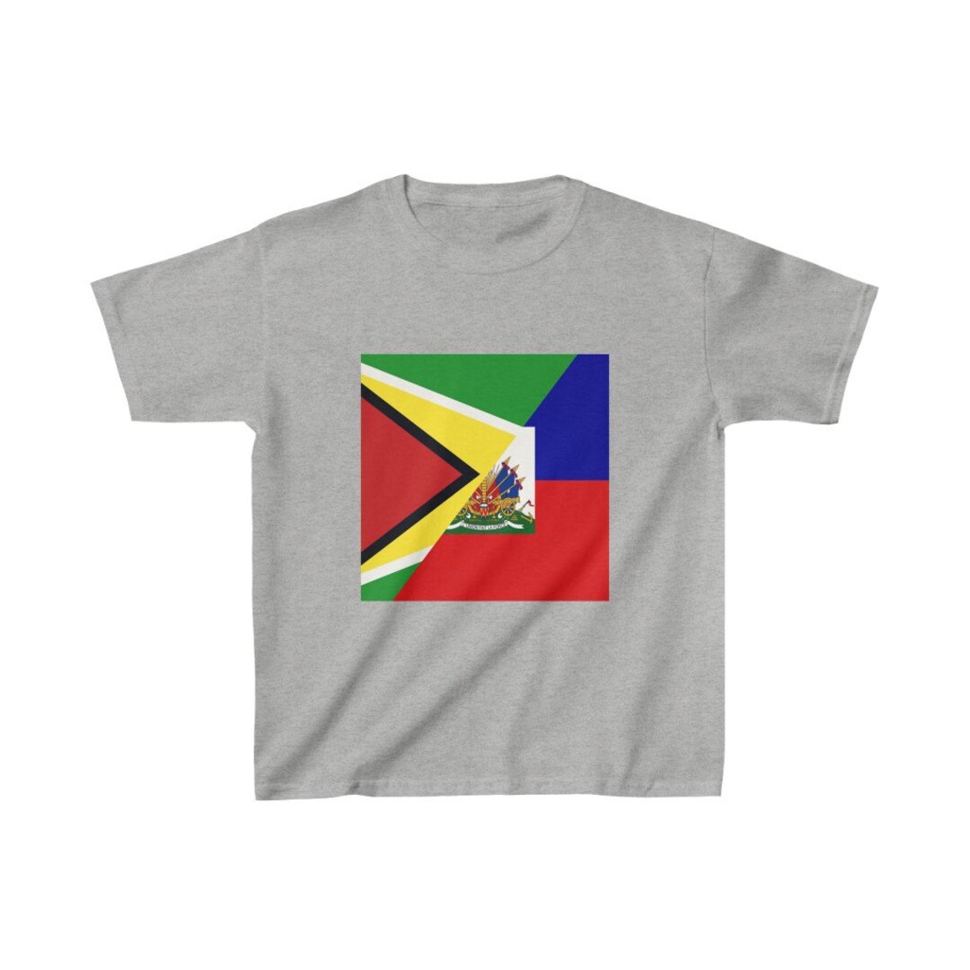 Kids Guyanese Haitian Flag | Half Guyana Haiti Flag T-shirt | Unisex ...