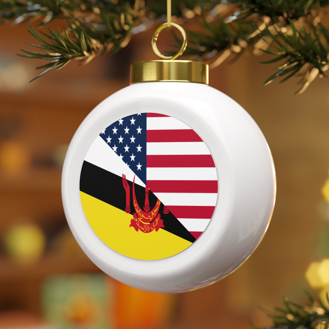 Brunei American Flag Half Bruneian USA Christmas Tree Ball Ornament ...