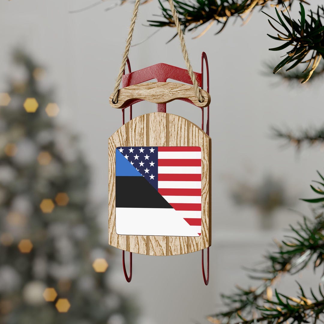 Estonian American Flag Estonia USA Sled Ornament Christmas Tree ...