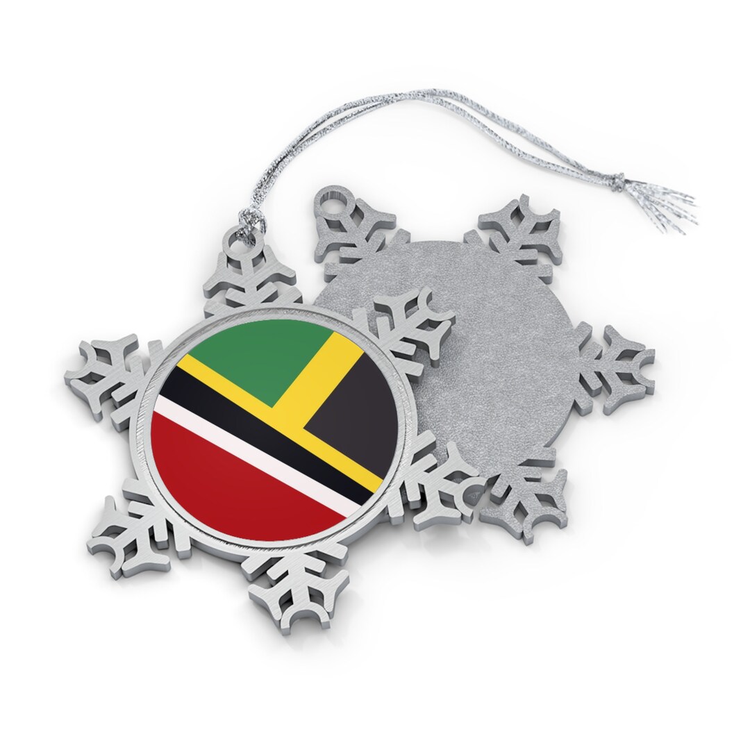 Trini Jamaican Flag | Trinidad Jamaica Flag Pewter Snowflake Ornament ...