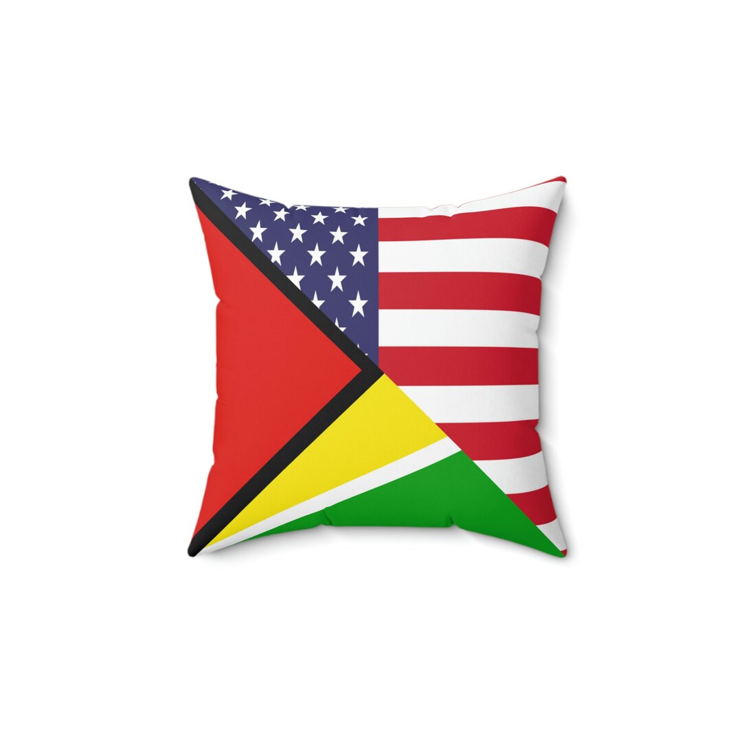 Guyana American Flag Half Guyanese USA Spun Polyester Square Pillow - Etsy