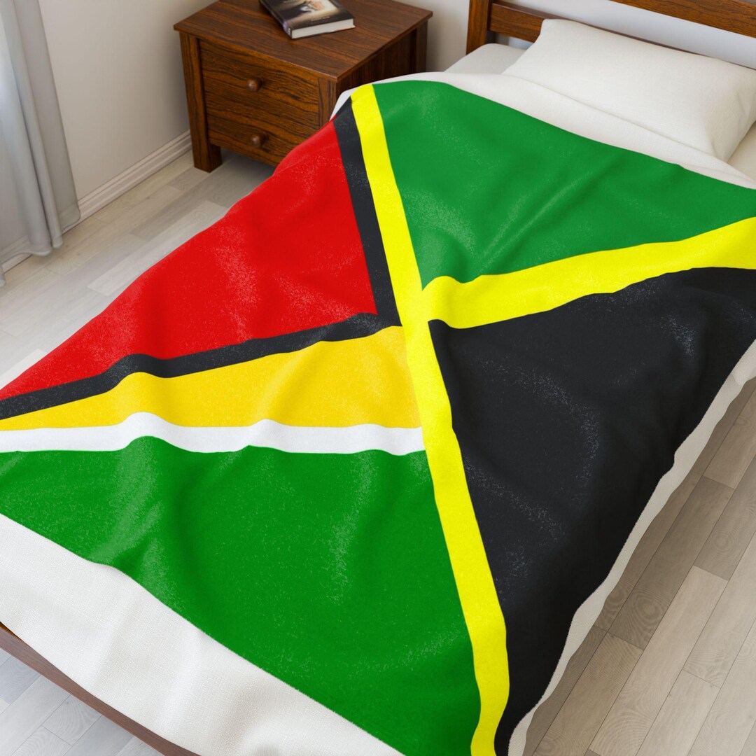 Jamaican Guyanese Flag Half Jamaica Guyana Velveteen Plush Blanket ...