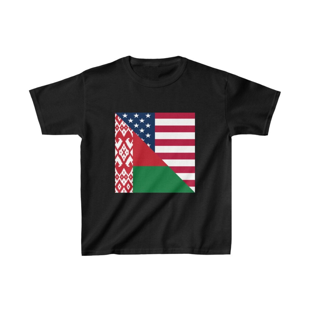 Kids Belarus American Flag Half USA T-shirt Unisex Tee Shirt Gift For ...