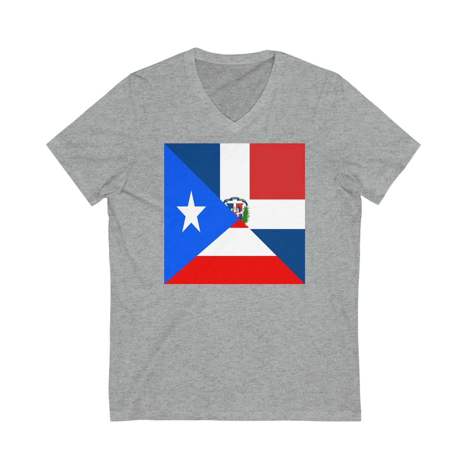 Puerto Rican Dominican Republic Flag Half PR DR V-neck T-shirt - Etsy