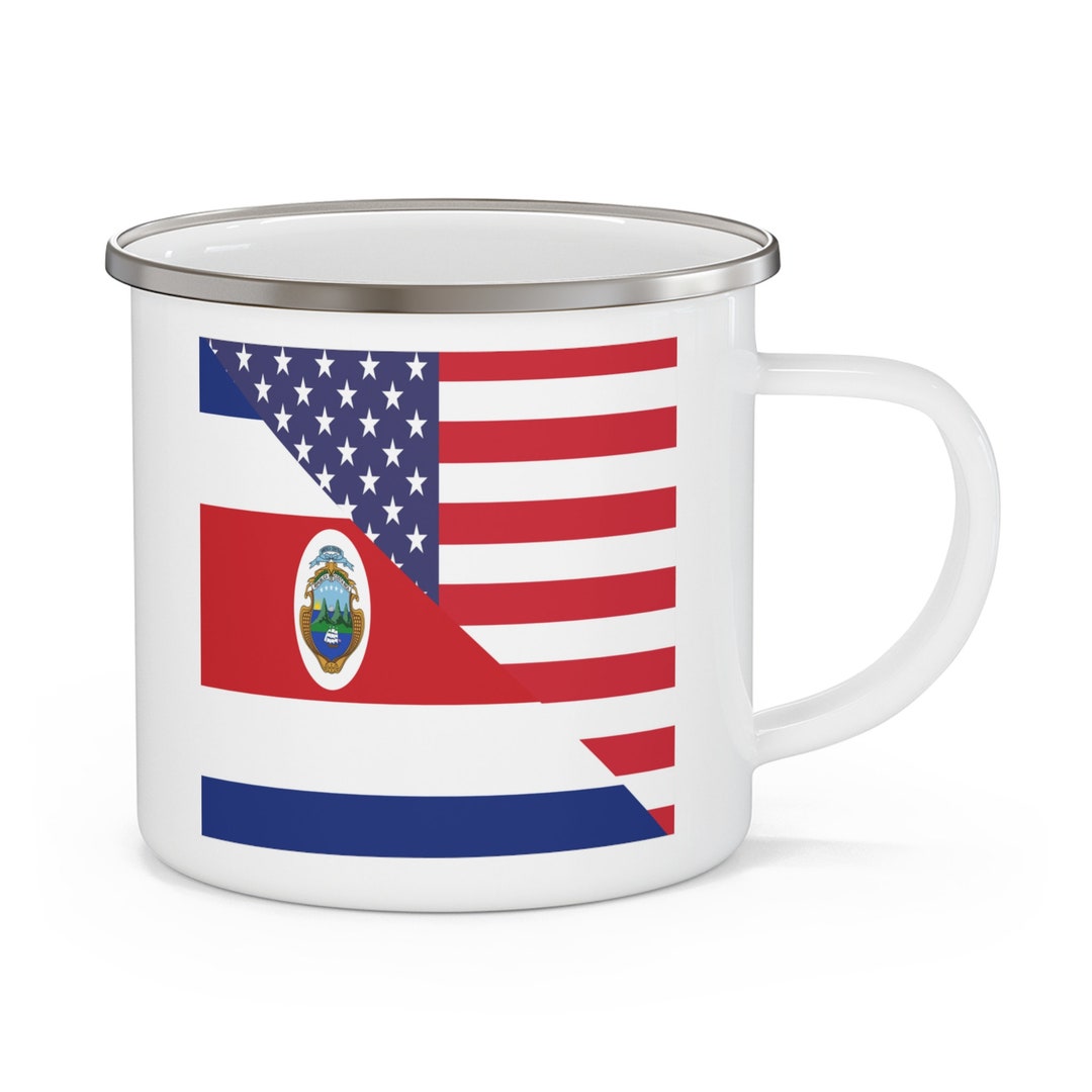 Costa Rican American Flag USA 12oz Enamel Mug Gift For - Etsy