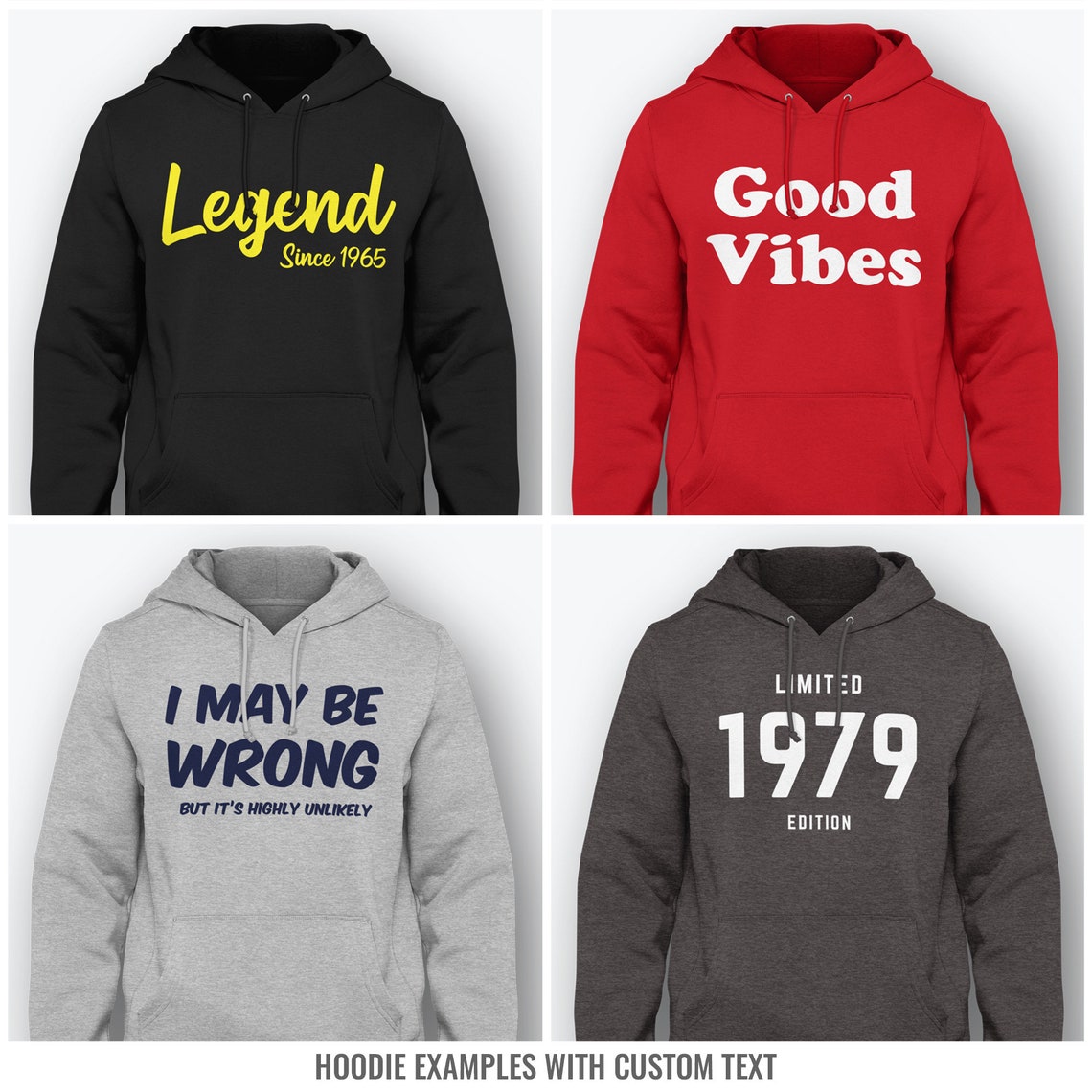 Personalised Hoodie Custom Printed Your Text Logo Design - Etsy