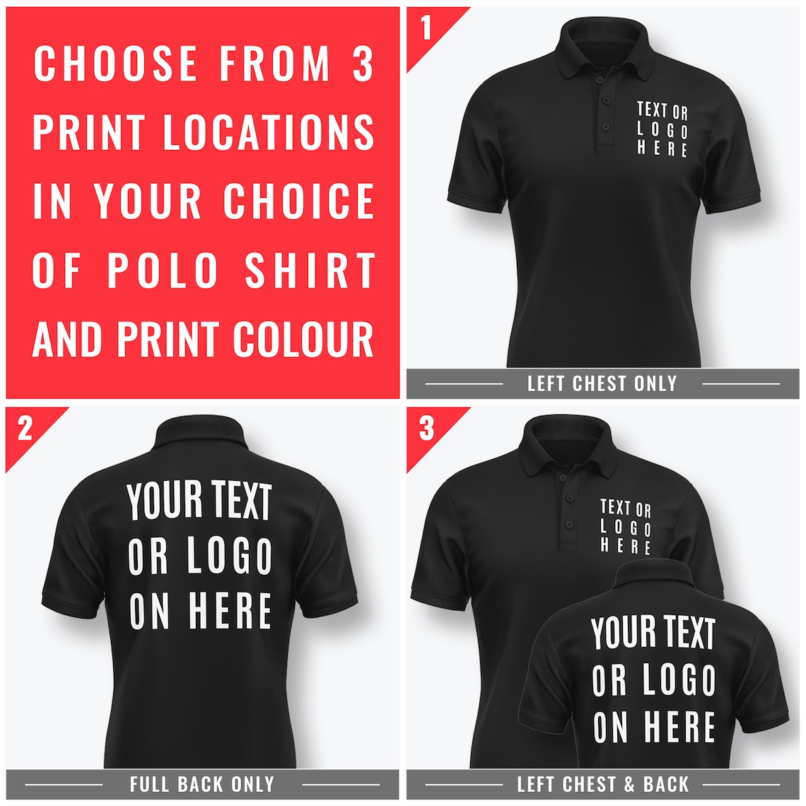 Personalised Polo Shirt Custom Printed Your Text Logo Design - Etsy Italia