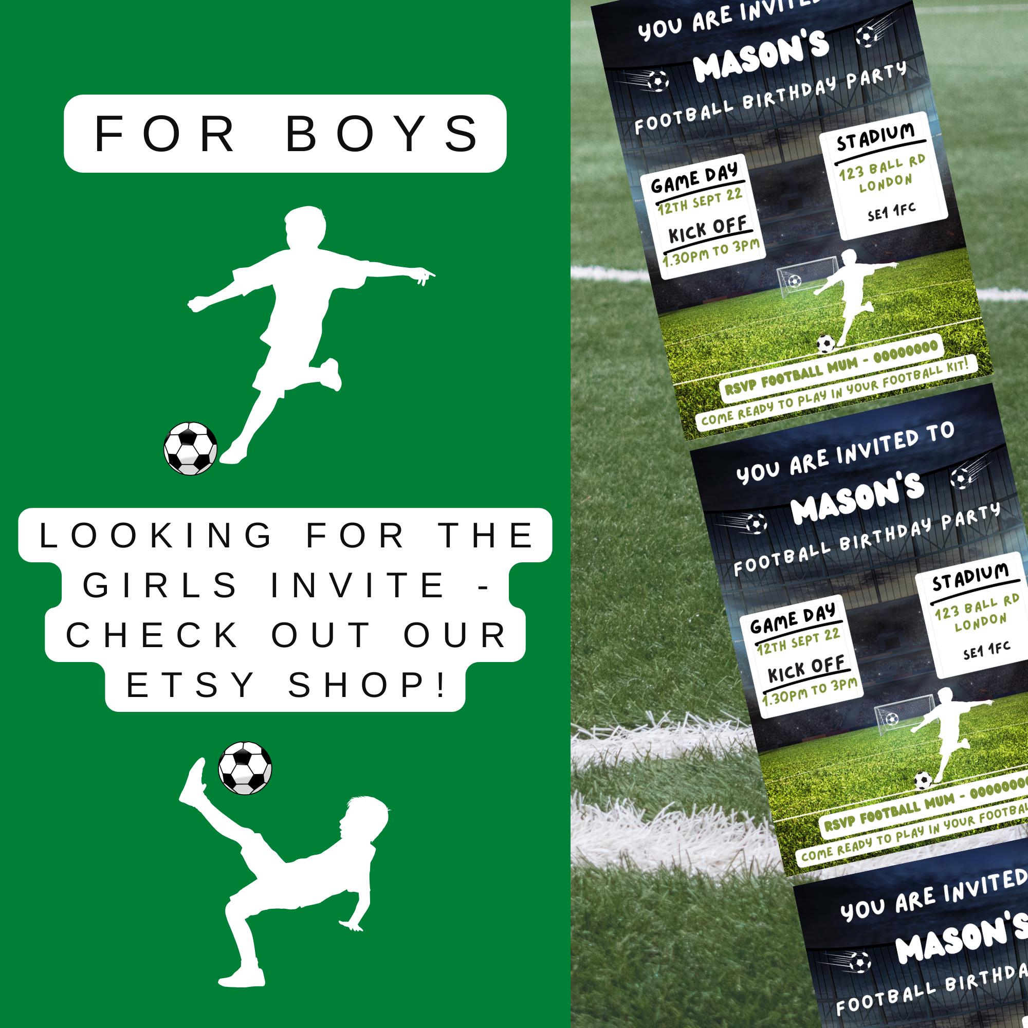 Boys Football Pitch Party Invitation Printable Canva Edit Template ...