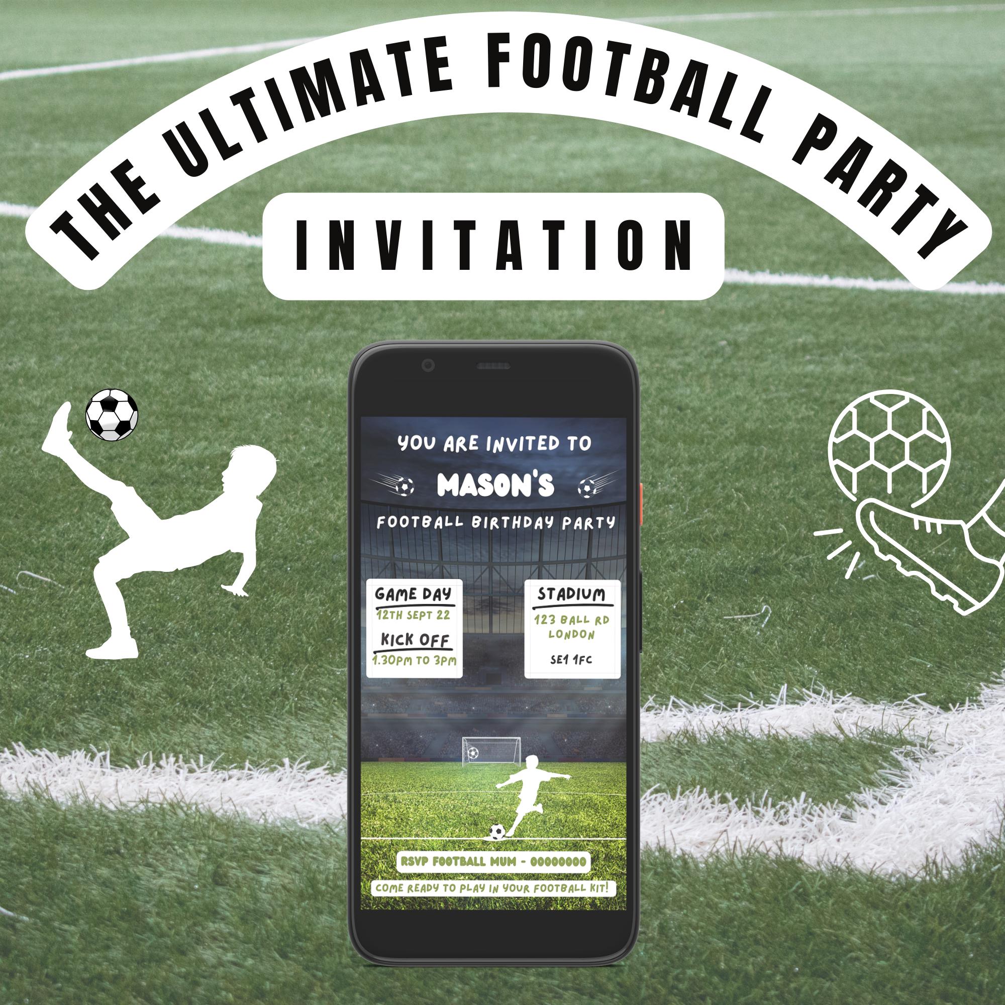 Boys Football Pitch Party Invitation Printable Canva Edit Template ...