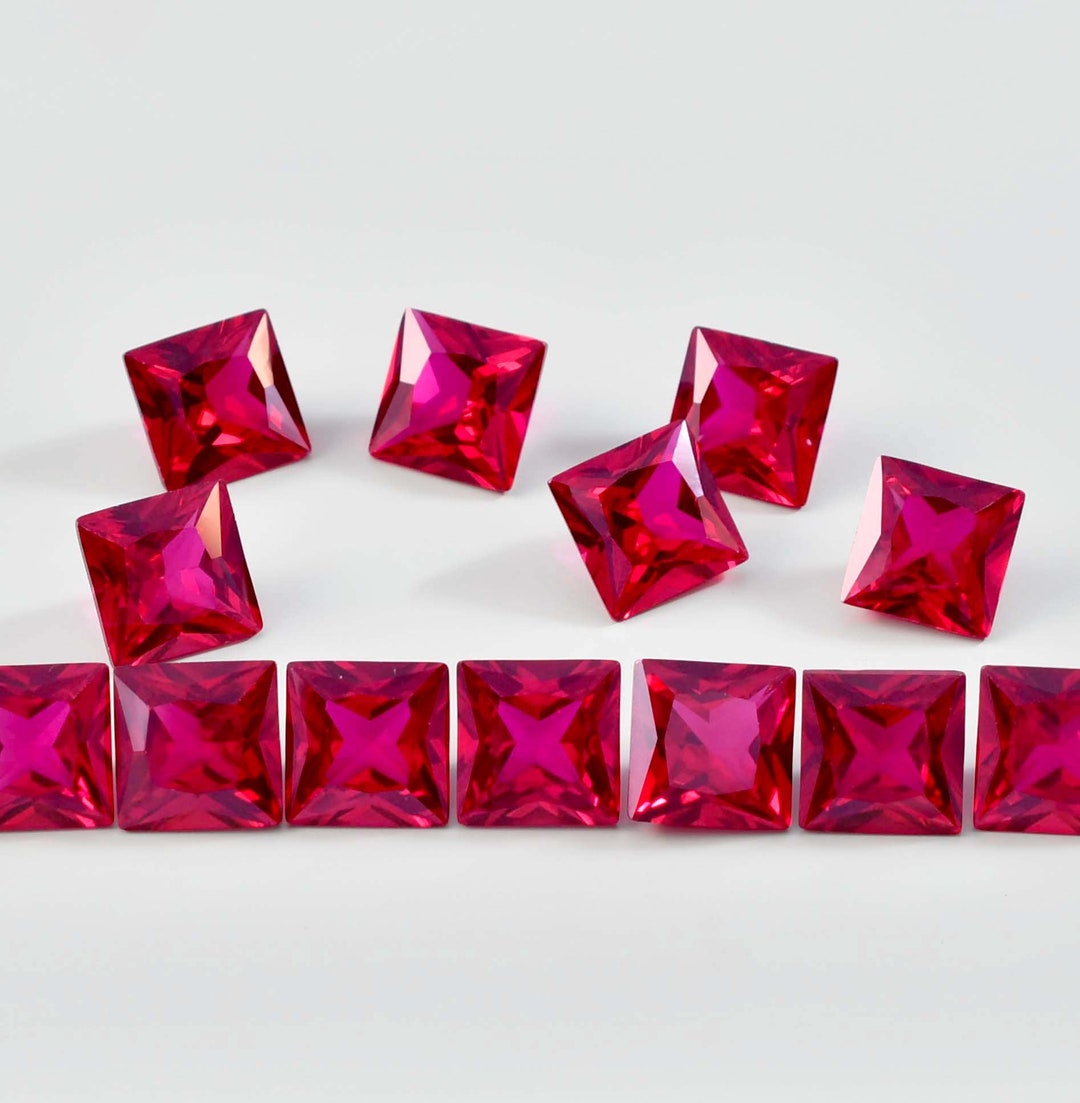 100 Pcs Natural Burmese Red Painite Square Cut Loose Gemstone Certified ...