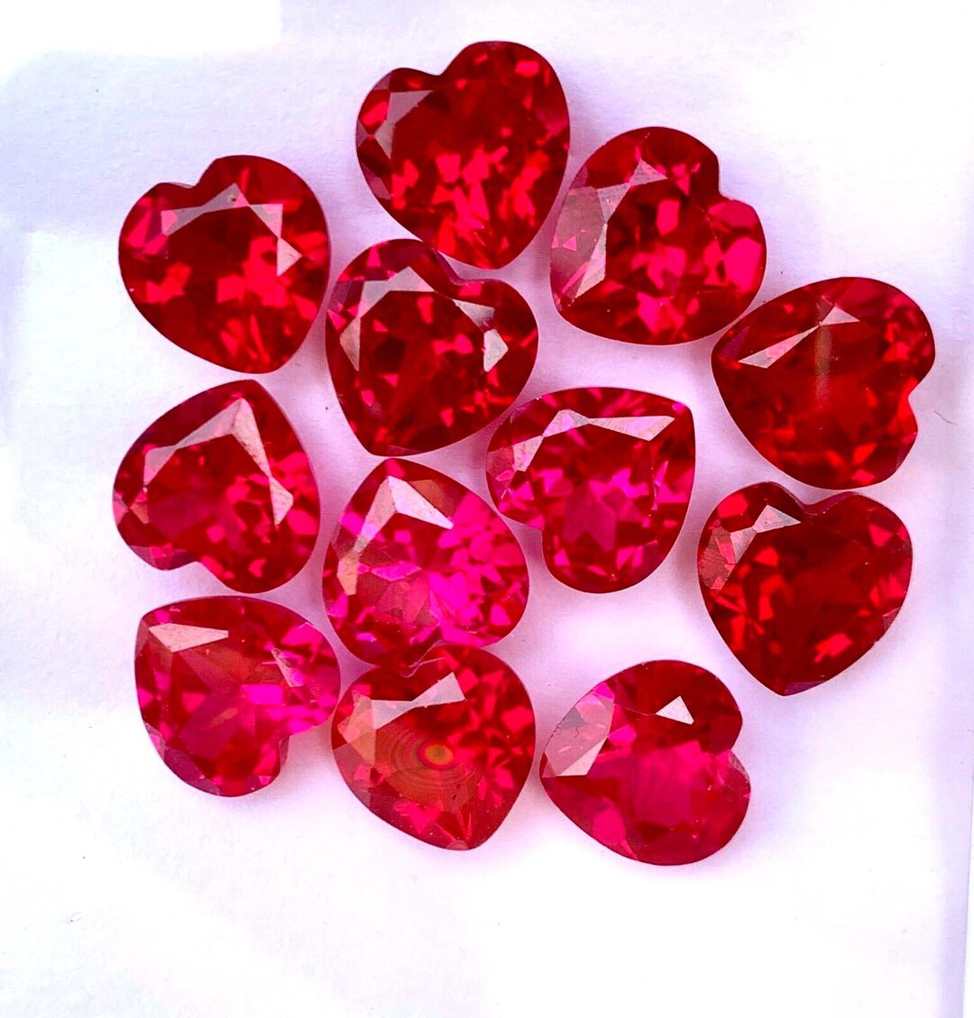 10 Pcs Natural Flawless Mogok Red Ruby Heart Cut Loose Gemstone ...