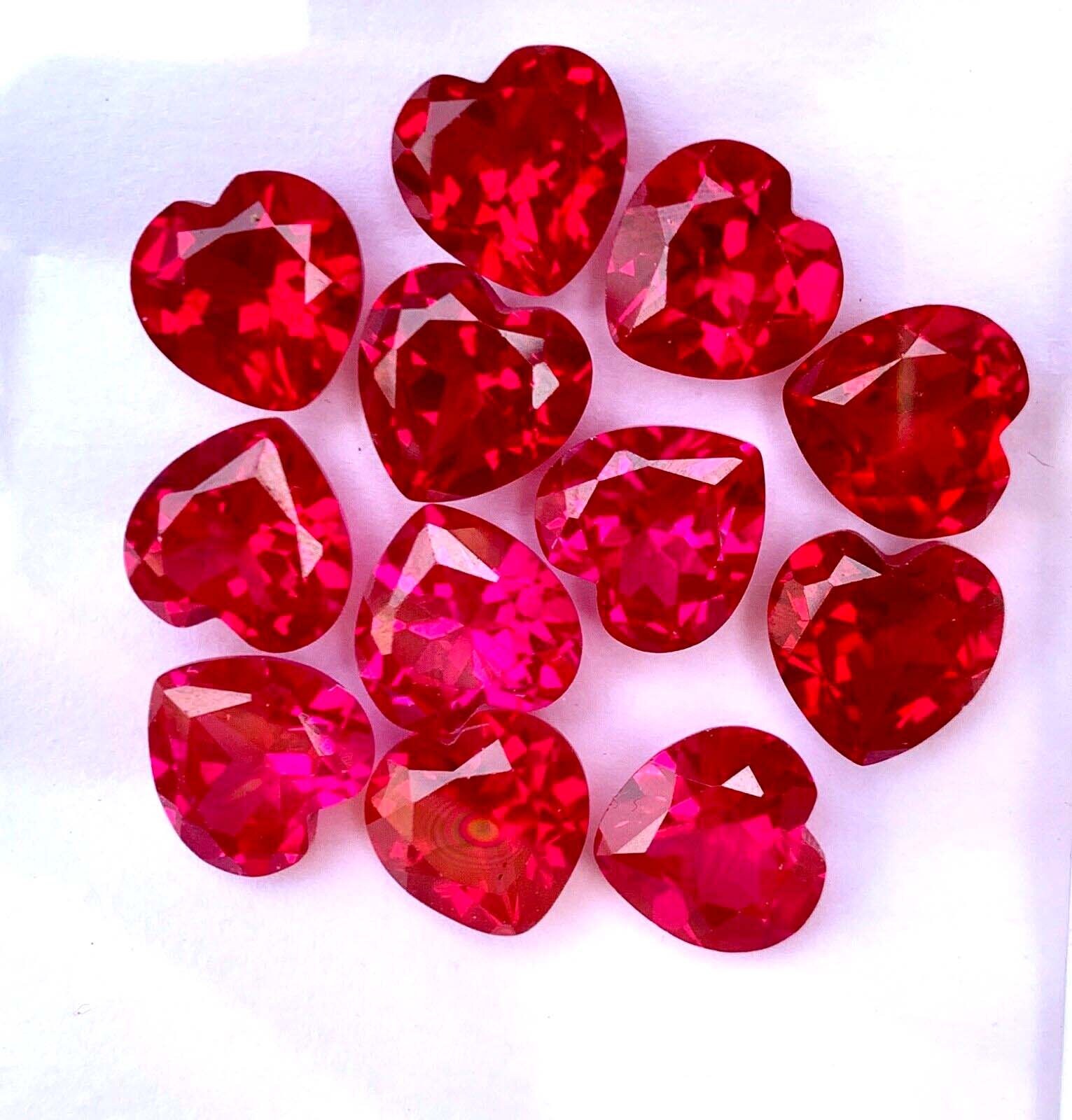10 Pcs Natural Flawless Mogok Red Ruby Heart Cut Loose Gemstone ...