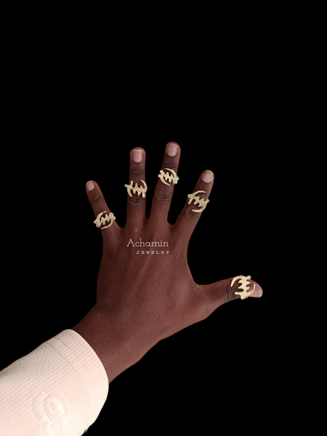 5 Gye Nyame Brass Rings, African Rings, Adjustable Rings, Wholesale ...
