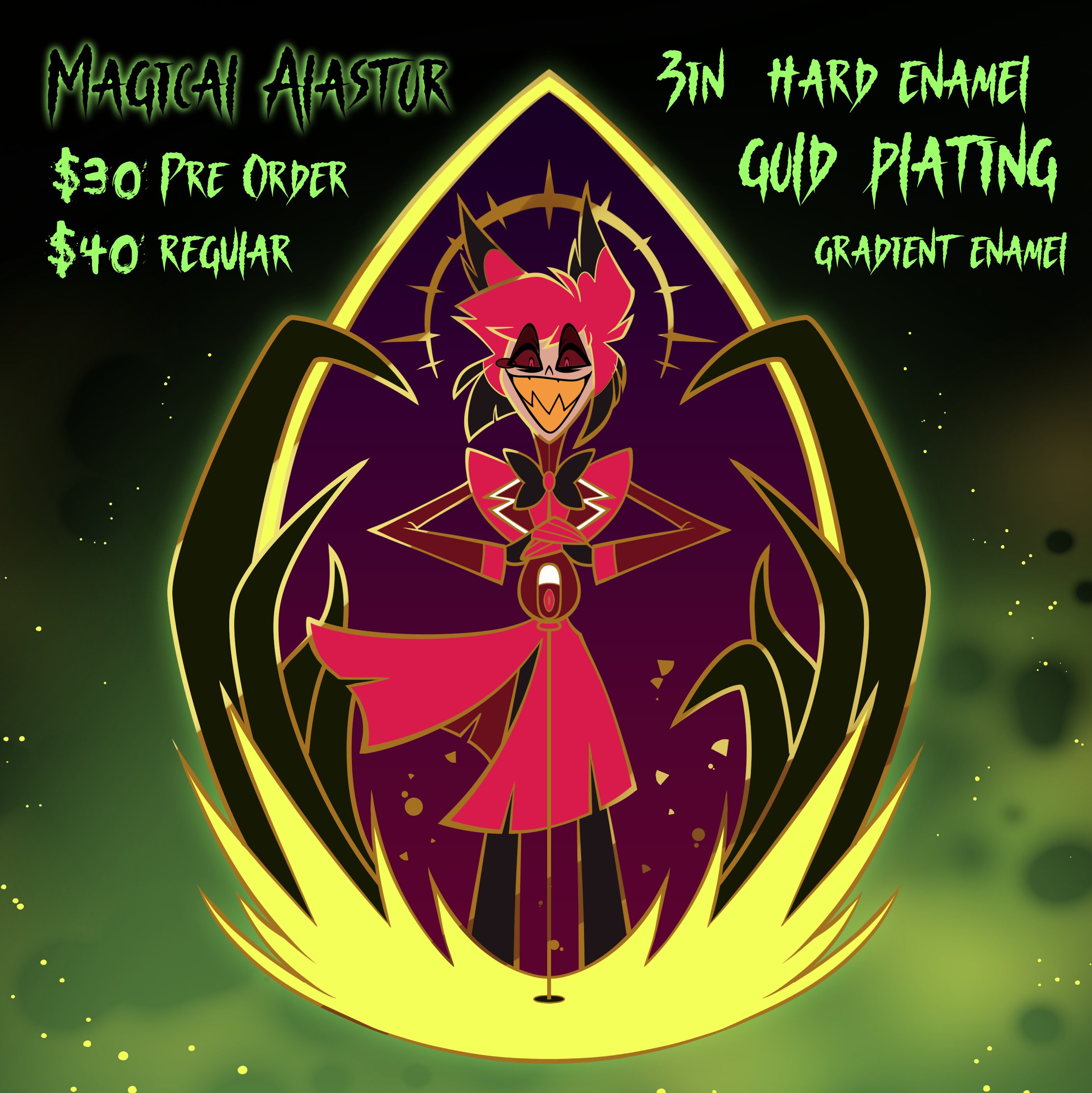 PREORDER 3in Magical Alastor Heavenly Lucifer Gold Gradient Enamel Pins ...