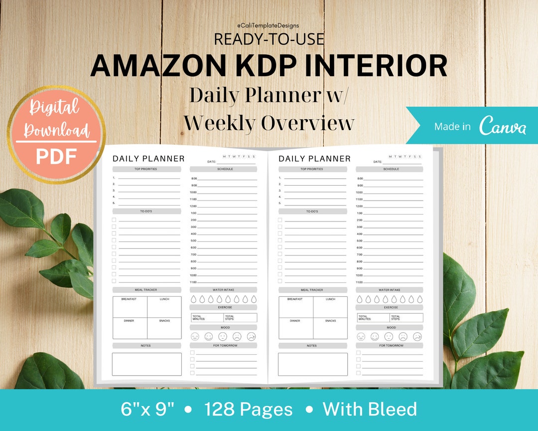 KDP Interior Daily Planner, 16 Weeks, 128 Pages, 6x9, With Bleed, Ready ...