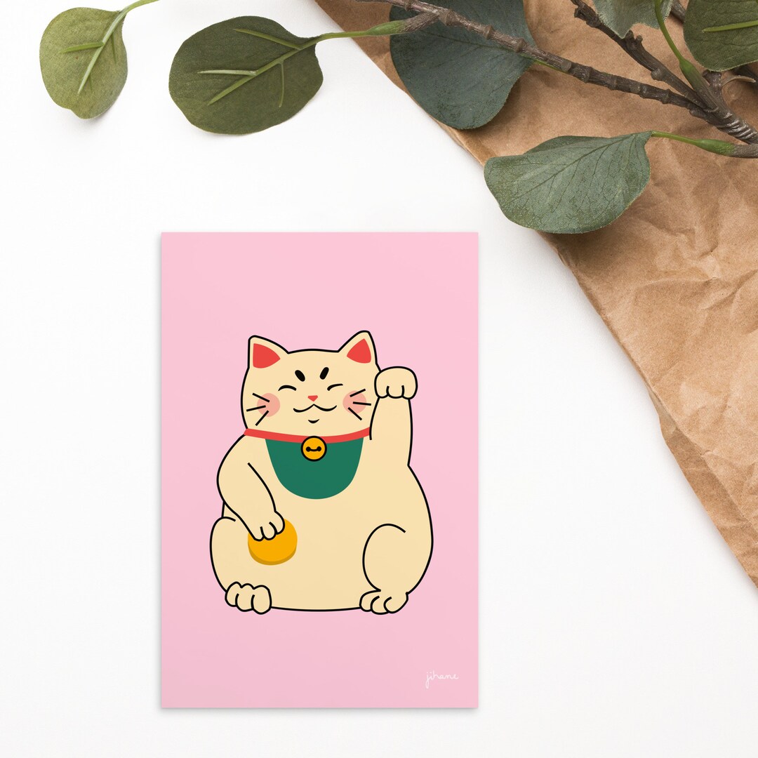 Maneki Neko Postcard Greeting Card Birthday Card - Standard A6 Format ...