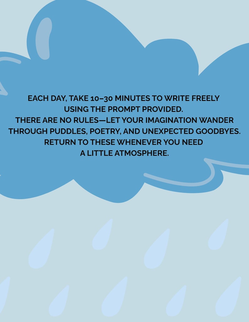 7-day Romance & Rain Writing Prompt Journal (printable/digital PDF) - Etsy
