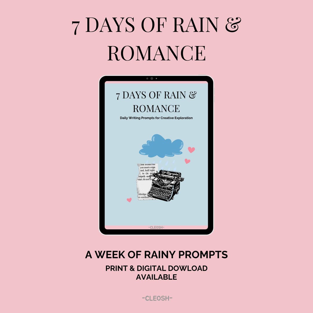 7-day Romance & Rain Writing Prompt Journal (printable/digital PDF) - Etsy