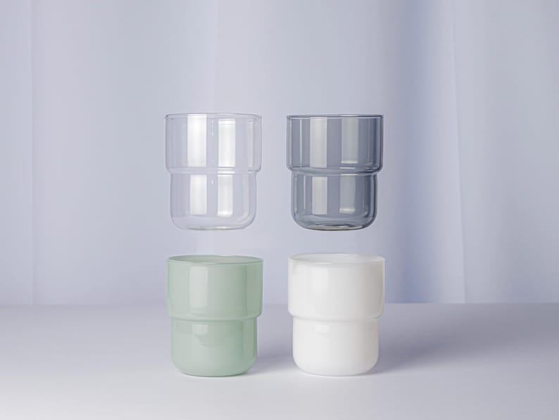 Stackable Borosilicate Drinking Glasses: Modern Minimalist Design - Etsy