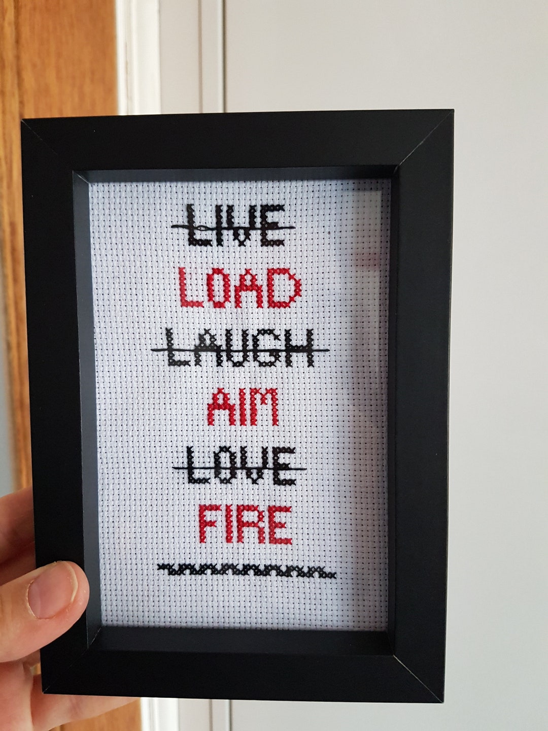 Load Aim Fire Handmade Rude Cross Stitch live Laugh Love - Etsy