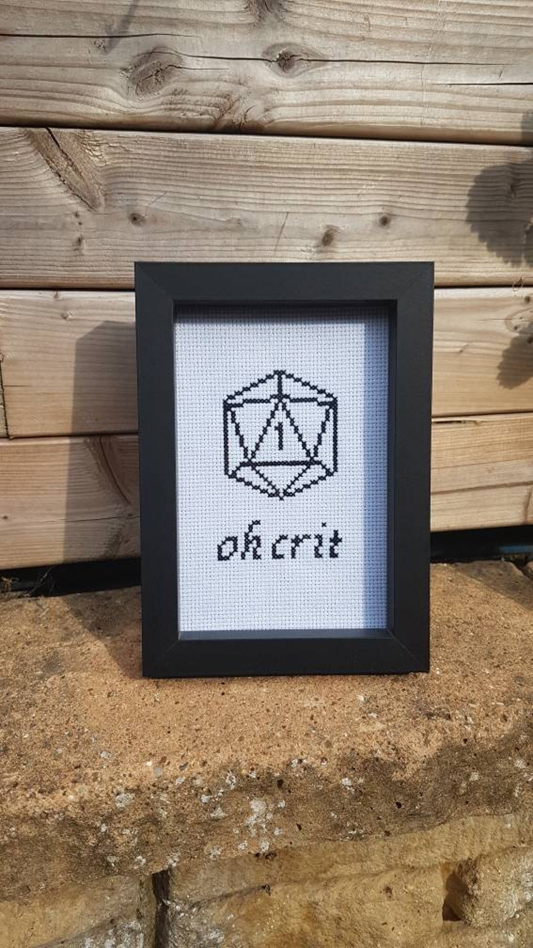 Oh Crit Dungeons and Dragons DND Handmade Cross Stitch Framed Wall ...