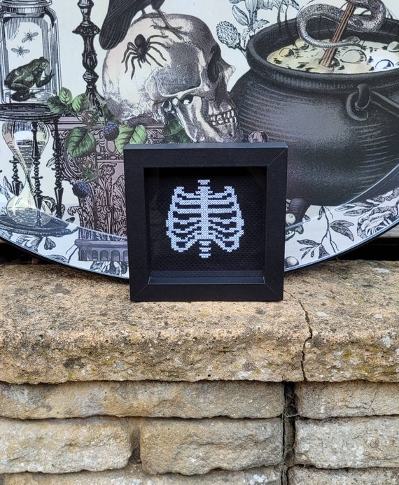 Rib Cage Handmade Goth Cross Stitch Framed Wall Decor - Etsy